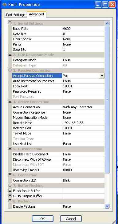 ⑤つづいて デバイスのコンフィギュレーションを以下のように設定します。送信側と受信側は全く同じです。